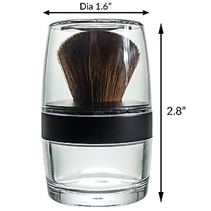 Kabuki Brush With Sifter Jar - Made of Soft Sable Tone Taklon Bristle, Plastic Base Jar, and Mirror for Mineral Makeup, Powders, Custom Foundations