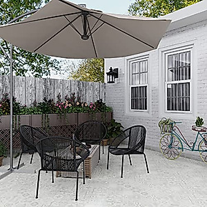 Deco 79 Contemporary Plastic Rattan Oval Outdoor Chair, 29" x 23" x 30", Black