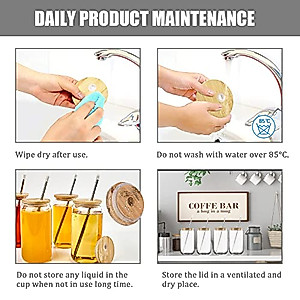 WindMage 12 packs 16 oz Clear Sublimation Glass Cans Blanks with Bamboo Lid, Stainless Straw, Brush, Silicone Tip, Reusable Drinking Beer Cans Iced Coffee Glasses Jar Tumbler Cups