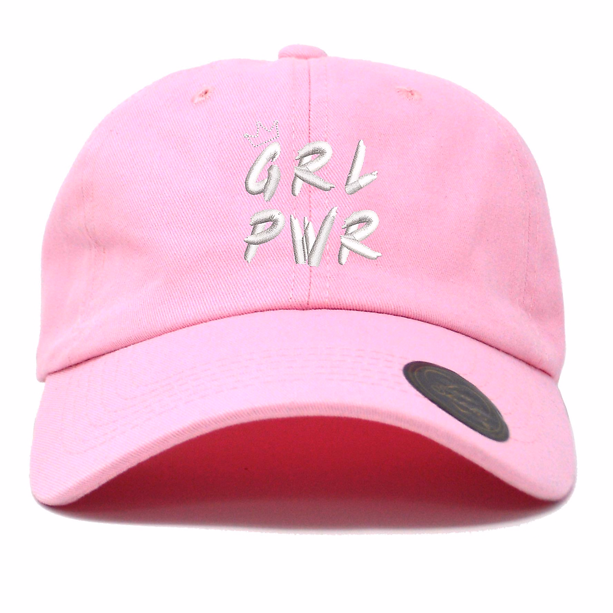 Love Sketches Girl Power GRL PWR with Crown Classic Polo Baseball Cap Low Profile Dad Cap Hat (Pink-wt)