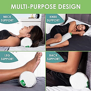 Cushy Form Neck Roll Pillow - Viscose of Bamboo Tube Pillow w/Washable Cover - Memory Foam Cylinder Pillows for Spine Discomfort, Yoga, Bed - Bolster & ﻿Travel Pillow