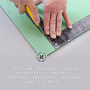 Katzco Retractable Utility Knife Set - 5 Pack - 6 Inch - Heavy Duty Carbon Steel - for Cardboard, Rope, Carpet, Linoleum, Plastic, Leather, Wallpaper, and More