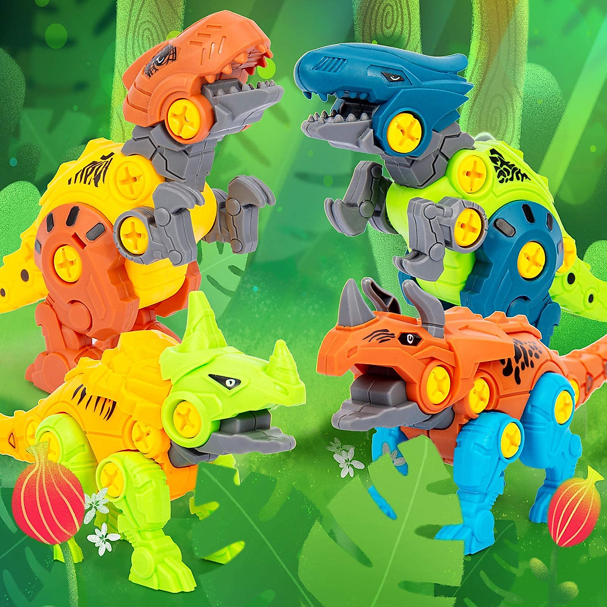 4PACK Easter Eggs Prefilled with Take Apart Dinosaur Toys for Kids,Easter Dinosaur Egg Dinosaur Building Kit for Easter Party Favors, Easter Basket Stuffers, Easter Egg Fillers, Easter Eggs Hunt.