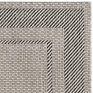 SAFAVIEH Courtyard Collection 6'7" Square Beige/Black CY8477 Indoor/ Outdoor Waterproof Easy-Cleaning Patio Backyard Mudroom Area-Rug