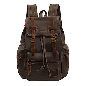 Men's High Capacity Canvas Backpack Vintage Laptop Backpack Unisex for Hiking Camping Travel Bag (Green)