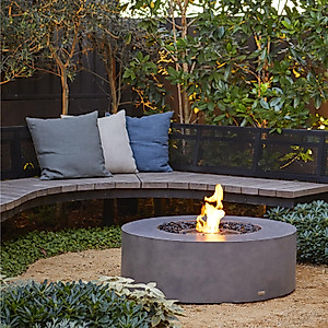 Eco Smart | ARK 40 Fire Pit Table | Bone Color | Ethanol Black Stainless Steel Gas Burner | Elegant Curved Design with Versatile Wide Lip | Complements Any Decor and Setting