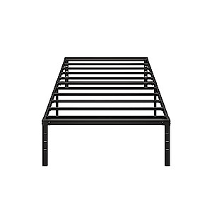 DERYONI 14 inch Twin Size Bed Frame No Box Spring Needed Heavy Duty Metal Twin Platform Bed Frame Steel Slat Support 750lbs Easy Assembly Noise Free Black Bed Frame Twin