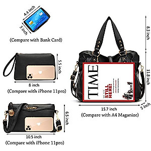 Soperwillton Fashion Handbag for Women Shoulder Bag Top Handle Satchel Hobo Tote Bag Purse Set 4pcs