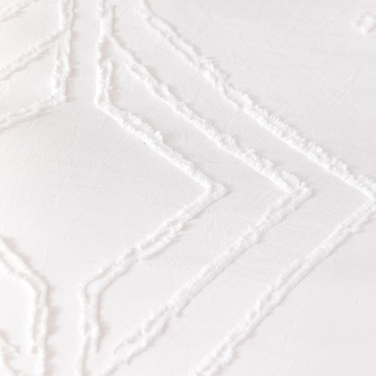 Slumber Dream White Duvet Cover Tufted Queen Size Bedding Cover Sets 2 Pieces Women White Tufted Boho Comforter Cover Set Soft and Embroidery Shabby Chic Tufts Bedding Cover Sets for All Seasons