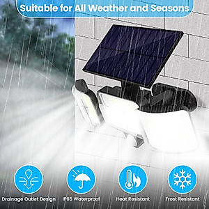 Adiding Solar Lights for Outside, 3500Lm 6500k Solar Flood Lights Outdoor, 224 LED*3 Security Motion Sensor Outdoor Lights for Dusk to Dawn Led Outdoor Lighting