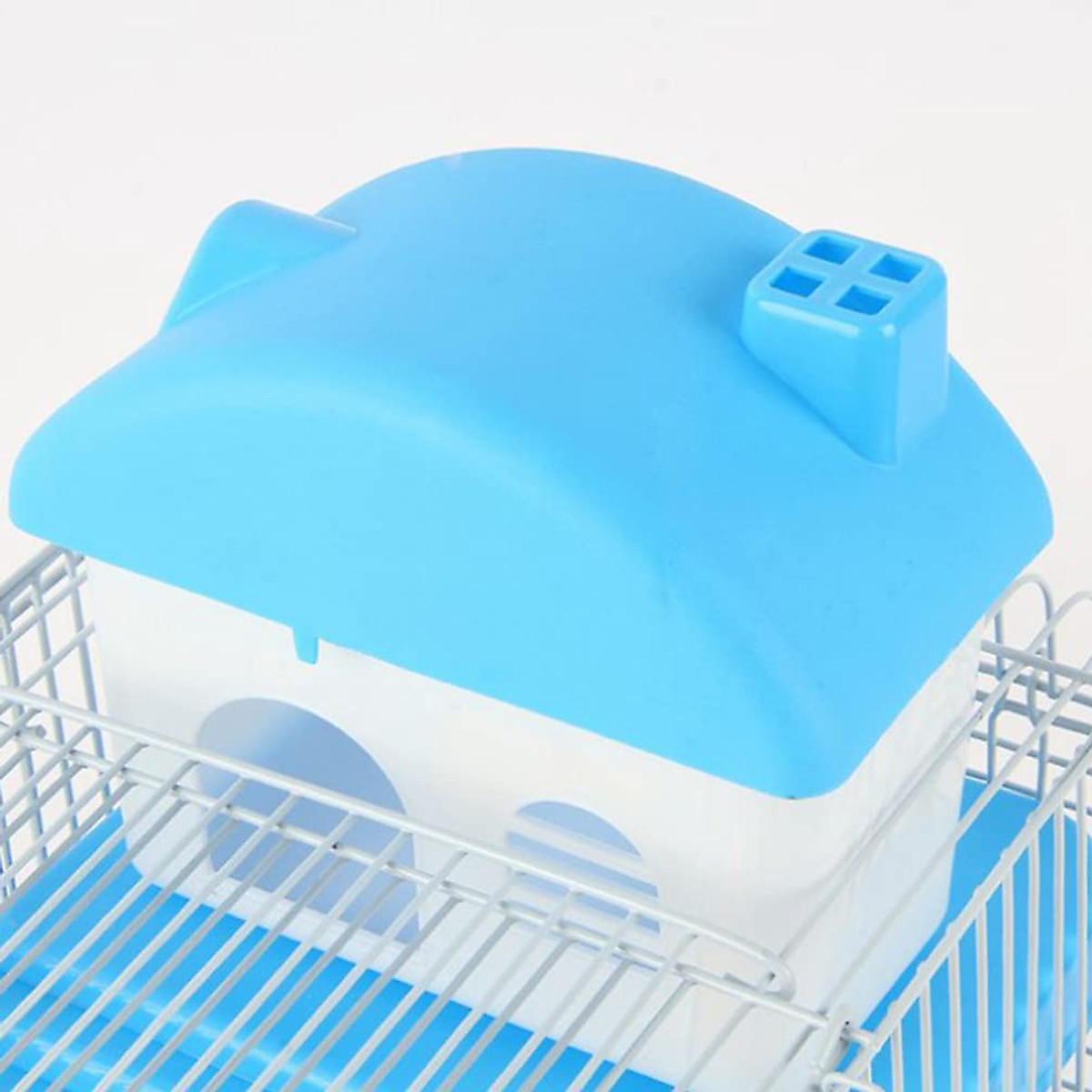 VOSAREA Hamster Cage Gerbil Haven Habitat Small Animal Cage Includes Play Slide Exercise Wheel Hamster Hide- Out Water Bottle (Light Blue)
