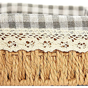 Set of 3 Rectangular Wicker Baskets with Removable Liner, Woven Storage Shelves (3 Sizes)