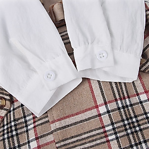 CM C&M WODRO Toddler Baby Girl Plaid Dress Long Sleeve Belted Button Down Shirts Kid Fall Corduroy Tunic Dress Casual Clothes(Plaid,2-3 Years)