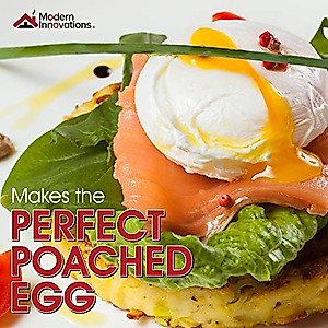 Modern Innovations Egg Poacher Pan for Perfect Poached Eggs, Nonstick Cups Poached Egg Maker Pan, Stainless Steel Easy Egg Cooker, Poaching Eggs Benedict Maker, Silicone Spatula