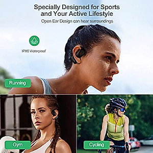 Qaekie Open Ear Headphones - Bluetooth 5.3 Wireless Headphones with Mic for iPhone & Android, Open Ear Wireless Earbuds Immersive Superior Sound, 40hrs Playtime Waterproof Sport Earbuds for Running