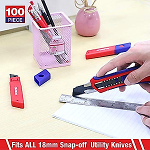 WORKPRO 18mm Snap-off Blades, SK5 Steel Replacement Blade Fits all 18mm Utility Knife & Box Cutter, Pack of 100