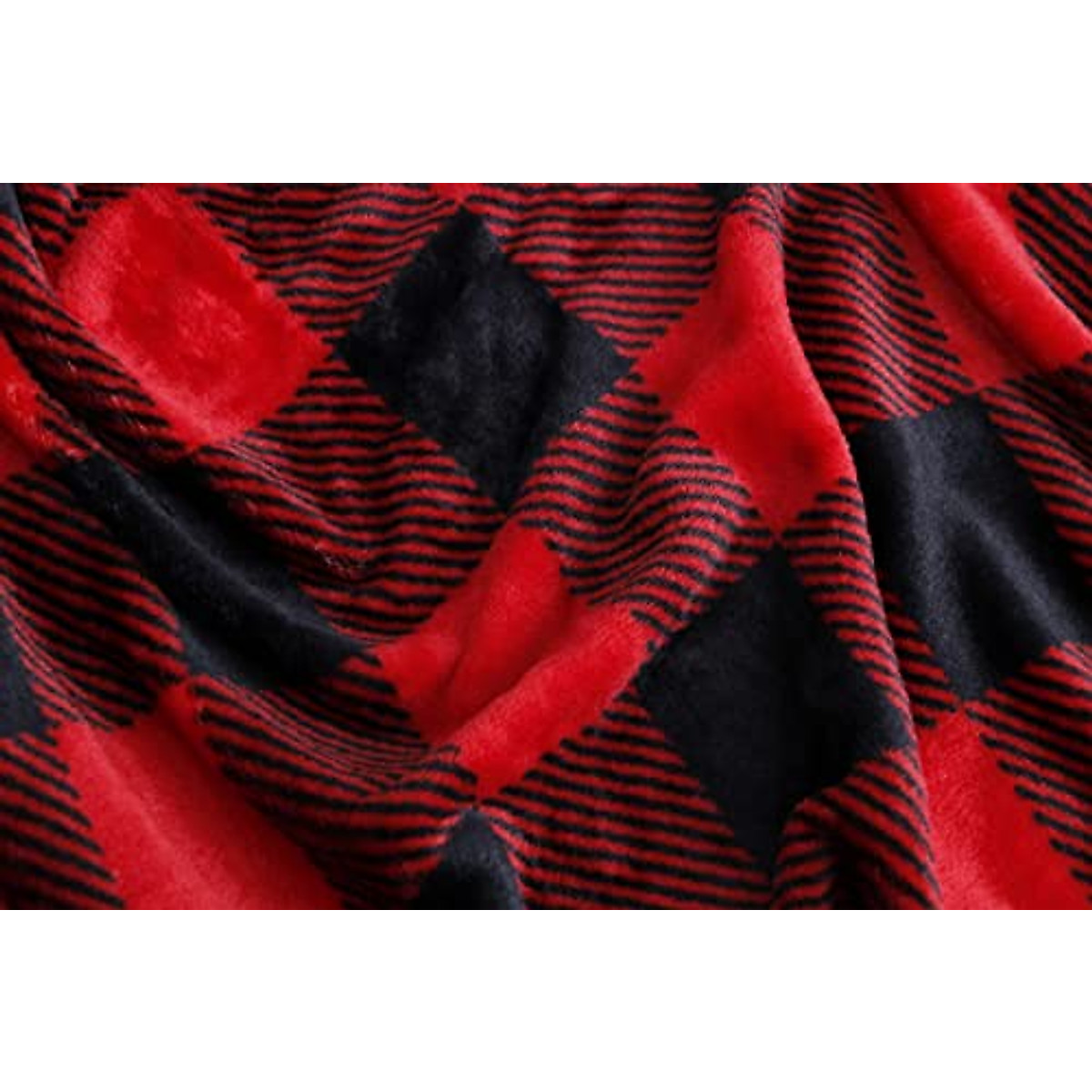 Winter Warm Red and Black Buffalo Plaid Patterned Decorative Super Soft Twin Woven Fleece Couch Throw Blanket