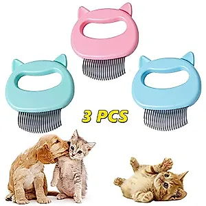 Cat Comb Pet Cat Short & Long Hair Removal Massaging Shell Comb Soft Deshedding Brush Grooming and Shedding Matted Fur Remover Massage Dematting Tool for Dog Puppy Rabbit Bunny (3 Piece)