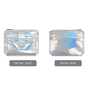 TENDYCOCO Money Clip with ID Window Hologram Card Holder Slim Coin Wallet for Women Girls