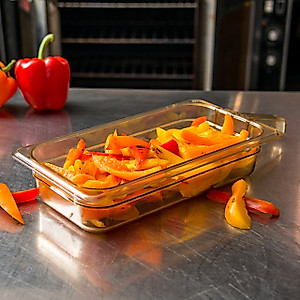 Carlisle FoodService Products 30860H13 StorPlus High Heat Food Pan With 1 Handle, 2.5" Deep, Third Size, Amber, 1/3 Size (Pack of 6)