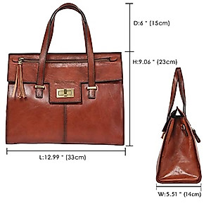 Banuce Vintage Full Grain Leather Purses and Handbags for Women Satchel Bag Fashion Ladies Office Work Bag