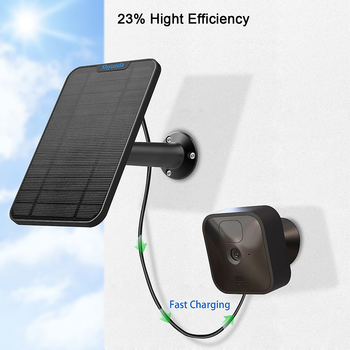 4W Solar Panel Charging Compatible with Blink Outdoor(3rd Gen)/xt xt2 Camera, with 13.1ft Waterproof Charging Cable, IP65 Weatherproof,Includes Secure Wall Mount(1-Pack)