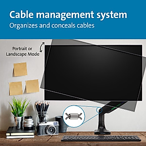 Kensington Single Monitor Arm with Vesa Mount, Adjustable Gas Spring Desk Monitor Arm, SmartFit® One-Touch Heavy Duty Monitor Stand for Ultrawide Monitors Up to 34 Inches, 19.8lbs - Black (K59600WW)