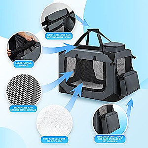 Hombanyan Portable Dog Crate, Collapsible Dog Travel Crate 32x23x23 Inches with Soft Warm Blanket,2 Bowls,2 Pockets,3 Breathable Meshes,Pet Carrier Bag for Cats Dogs Puppies Kittens Indoor & Outdoor…