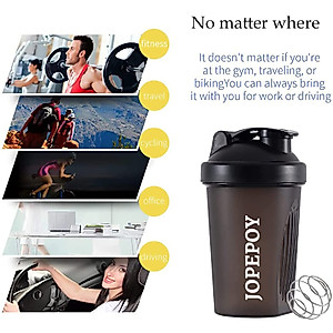 JOPEPOY 2PCS 400 ML Classic Loop Top Shaker Bottle,Protein Shaker Cup with Stirring Ball,Multi-Function water bottle for sports and outdoor (400ML (16 oz), Purple)