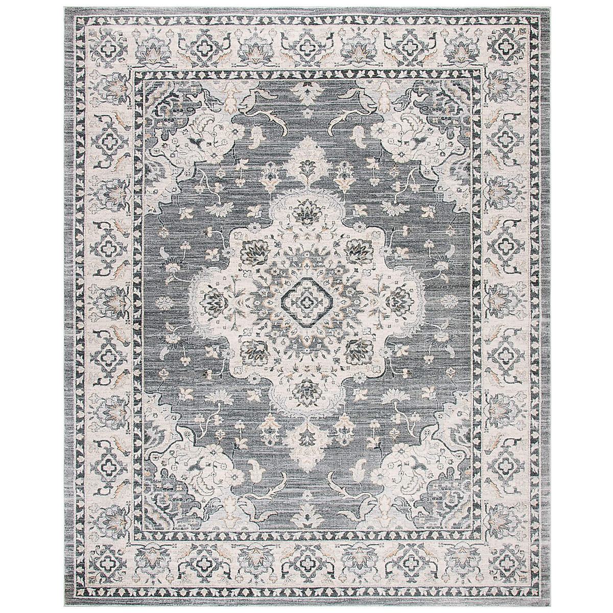 SAFAVIEH Isabella Collection Area Rug - 9' x 12', Grey & Light Grey, Oriental Design, Non-Shedding & Easy Care, Ideal for High Traffic Areas in Living Room, Bedroom (ISA921F)