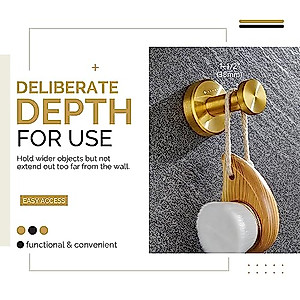 Angle Simple Towel Hook Brushed Gold 2 PCS, SUS304 Stainless Steel Hand Towel Holder, Bathroom Towel Hanger, Robe Hook for Wall