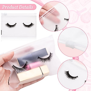Noverlife 100PCS Eyelash Makeup Bags, Lash Bags for Clients, Waterproof Plastic Makeup Bags, Toiletry Makeup Pouch Cosmetic Lash Bags with Zipper, Eyelash Aftercare Bags Eyelash Cases Cosmetic Pouches