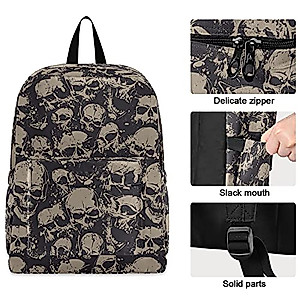 ZzWwR Grunge Skulls Pattern Polyester Computer Backpack Big Daypack for Business Sport Travel School Bookbags