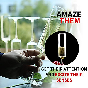 YINUOWEI Champagne Flutes - Elegant Hand Blown Crystal Champagne Glasses, Lead-free Premium Crystal Gifts For Weddings, Anniversaries, Christmas - Set of 6, Clear