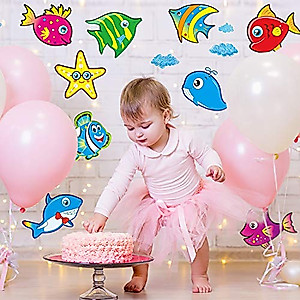 60 Pieces Ocean Cutouts Sea Animals Fish Cutouts for Bulletin Board OceanThemed Party Cutouts Classroom Accents Cutouts Decoration with 120 Pieces Adhesive Dots for Party Supplies