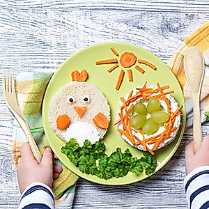 Teivio Reusable Portable Travel Utensils Silverware Forks Spoons Knives & Chopsticks, Set of 3 for Camping Wheat Straw Plastic with Storage Case (Beige/Blue/Green)