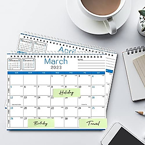 BHR Desk Calendar 2023-2024,Monthly Desk Calendar from January 2023-June 2024,10"×8" Standing Flip Desktop Calendar with Strong Twin-Wire Binding,Thick Paper and Writing Blocks for New Year and Christmas Gifts