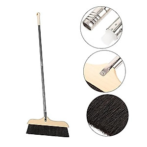 COOLHIYA Floor Wiper Sweeping Brush Hair Cleaning Broom Home Cleaning Broom Long Handle Umbrella Straws Heavy Duty Broom Floor Cleaning Broom Household Supplies Dust Broom Solid Wood Handle