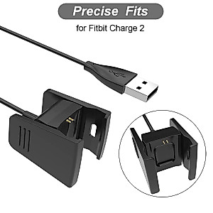 Emilydeals Charger for Fitbit Charge 2 Fitness Trackers, Replacement USB Charging Cable Cord for Fitbit Charge 2 [1m/3.3ft] (2)