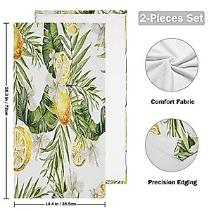 Kigai Tropical Lemon Flowers Hand Towels, Soft & Absorbent Bathroom Guest Towels Kitchen Towels Fingertip Towel for Beach Gym Spa 14x28 Inch (2PACK)