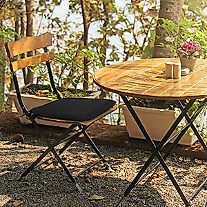 GUEGLSA Outdoor Indoor Waterproof Seat Cushions,16x16 Inches Patio Chair Cushion with Ties,Machine Washable Seat Pad for Home Garden Kitchen Dining Office Chair, Set of 2, Black