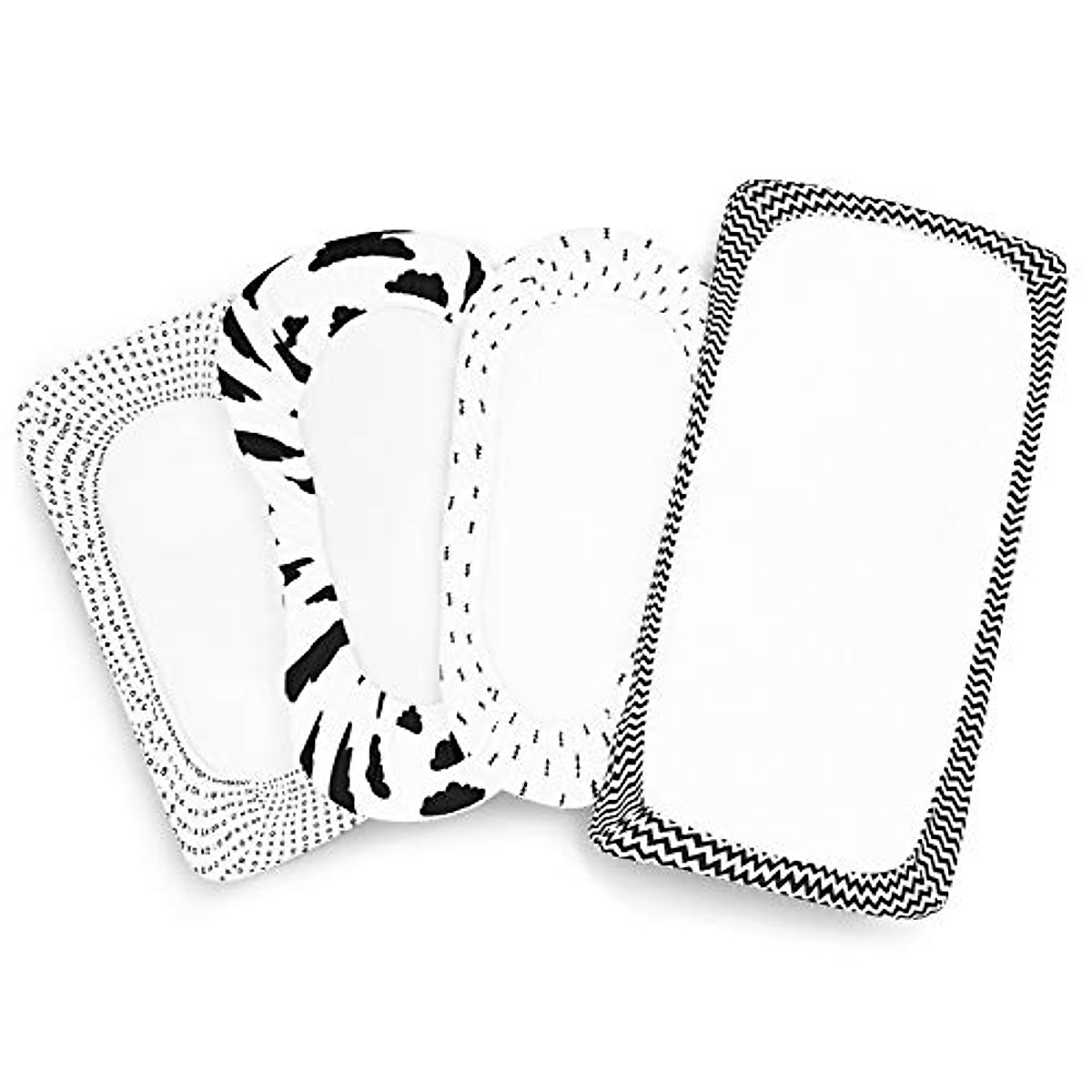 Bassinet Bed Sheets – Premium Bassinet Fitted Sheet for Halo, Mika Micky, Maxi COSI & Others - 4 Pack 100% Jersey Knit - Bassinet Bedding for Standard Size Oval or Halo Bassinet Pads for Boys & Girls