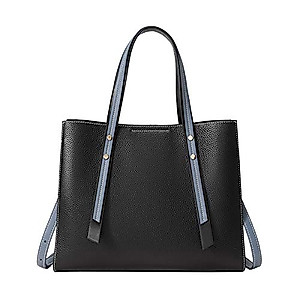 FOXER Leather Satchel Handbags for Women, Genuine Leather Ladies Top-handle Bags with Adjustable Shoulder Strap Womens Classic Crossbody Tote Purses and Handbags Medium Real Leather Carryall (Black)