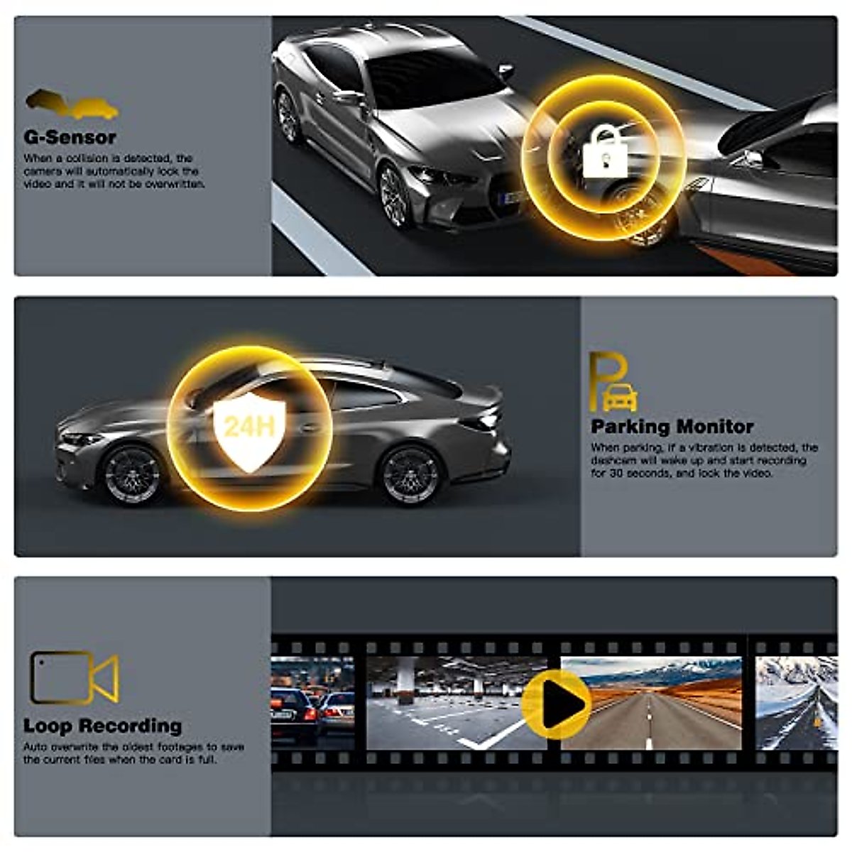 4K Dash Cam Front with SD Card, Kussla WiFi Dash Camera for Cras, 2160P Dashcam for Cars with App Control, Super Night Vision Car Camera, WDR, G-Sensor, Loop Recording, Parking Monitor