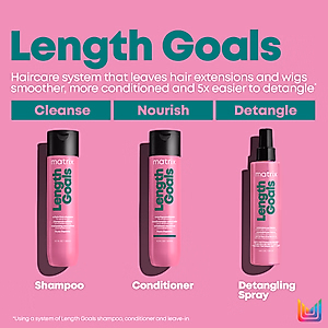 Matrix Length Goals Conditioner For Extensions & Wigs - Detangles, Softens & Nourishes Hair, Paraben Free, Salon Professional Conditioner, 10 Fl Oz