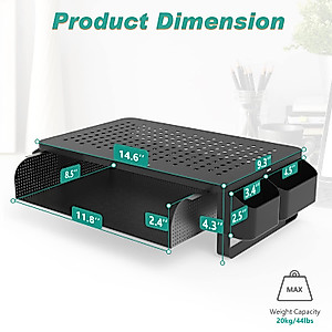 WALI Monitor Stand with Storage, Monitor Riser with Ventilation Drawer and Side Storage, Laptop Stand Riser for Desk, Printer Stands, (STT007), Black