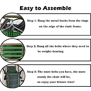 Ostlttyn Zero Gravity Chair Accessories, 6 Pcs Thicken Gravity Chair Belts, Fabric Reinforced Anti-Crack Belt for Lounge Chair Zero Gravity Chair Patio Lawn Recliner Chair, Black