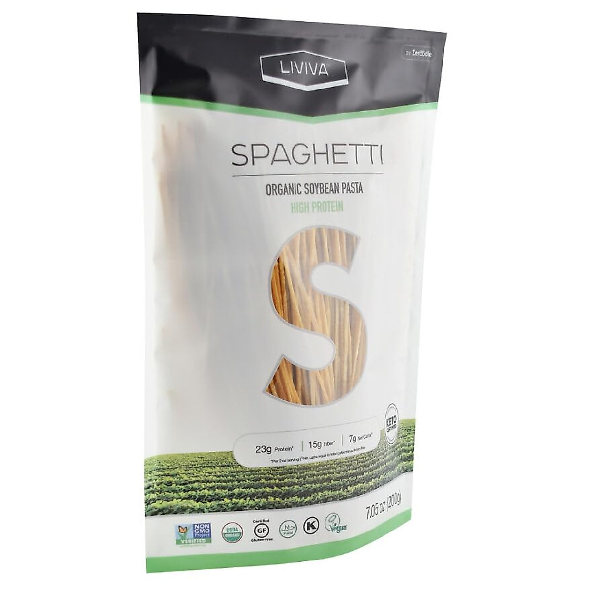 LIVIVA Organic Soybean Spaghetti, Plant-Based Protein Pasta, High in Fiber, Non-GMO, Gluten Free and Keto Certified, 7.05 Ounce (Pack of 6)