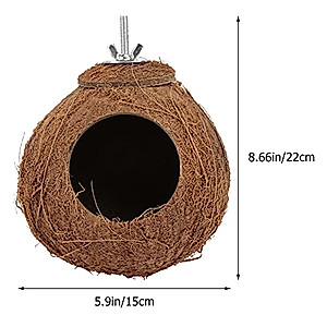 balacoo 3 pcs Coconut Shell Bird Nest Reptile Hanging Hideout Bird House Bird bite Shell House Coco Finch hut Gecko Coco hut Birds Nest Parrot Toy Bird cage Stainless Steel The Bird's nest