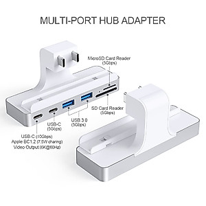 Qwiizlab USB C Hub, 6-in-1 Adapter, USB-C 10Gbps, USB-A 5Gbps, Card Readers 104MB/s, Compatible with iMac 24-inch 2024/2023/2021 M4/M3/M1